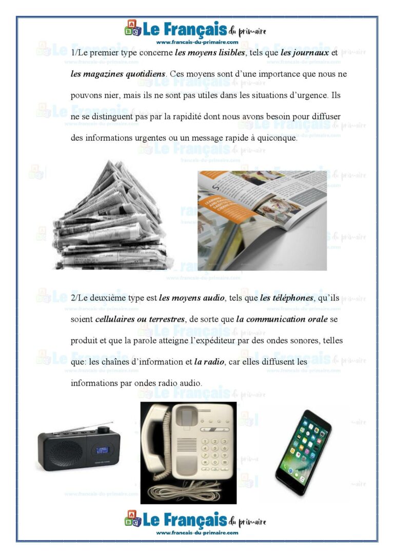 Les moyens de communication | Le français du primaire