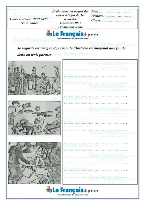 Examen production écrite 5ème année premier trimestre | Le français du ...