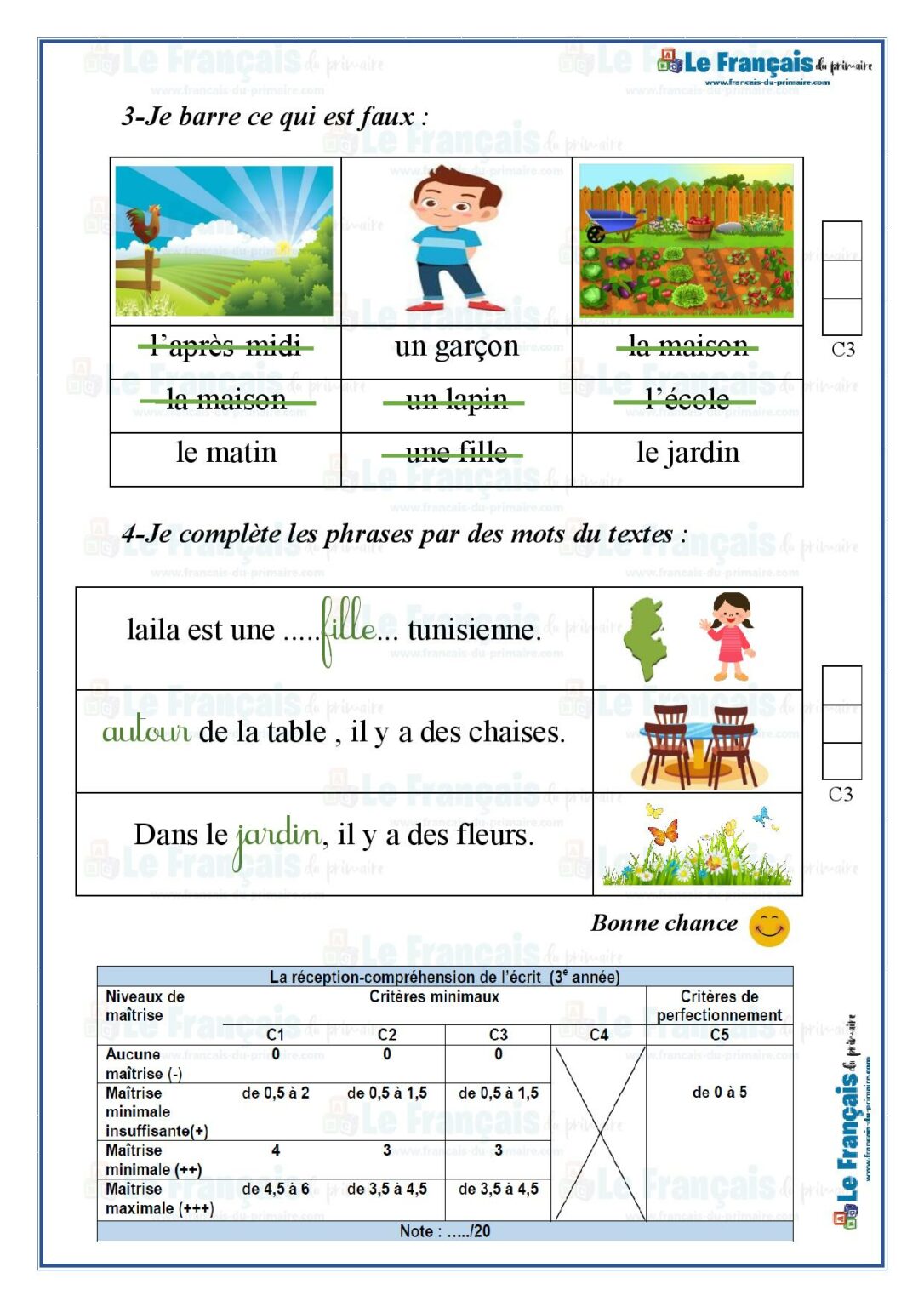 Examen Lecture 3ème année nouveau programme avec correction | Le ...