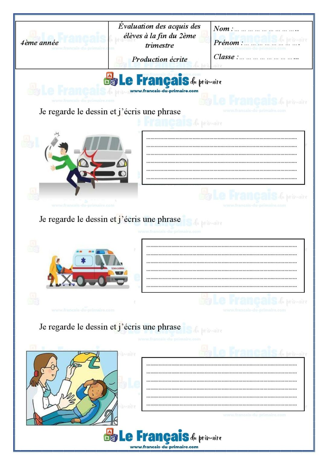 Examen production écrite 4ème année/trimestre 2 (exemple2) | Le ...