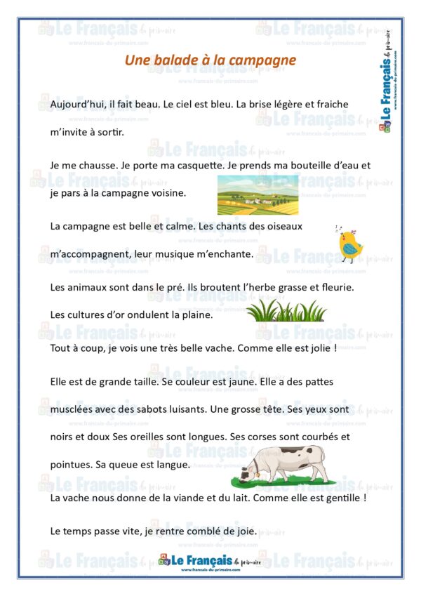 Une balade à la campagne Production écrite | Le français du primaire