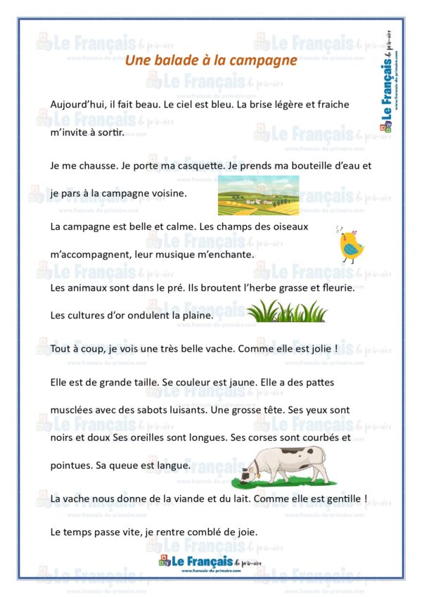 Une balade à la campagne Production écrite | Le français du primaire