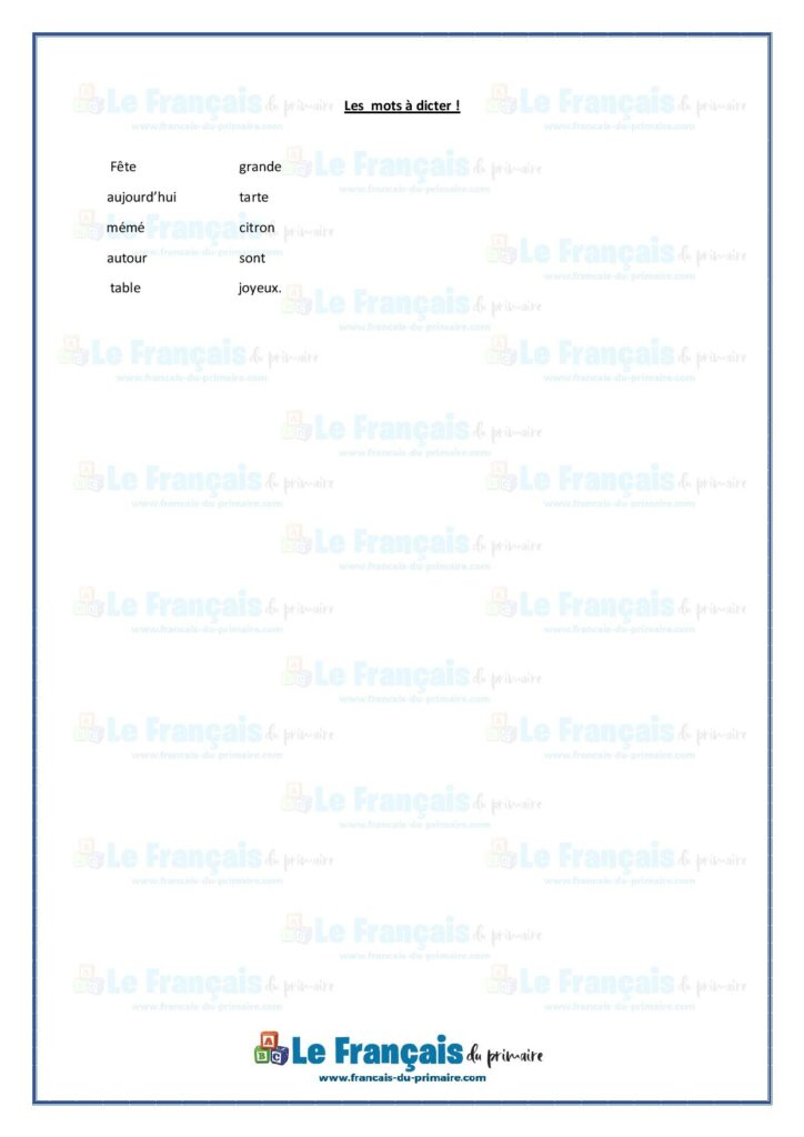 Examen Dictée 3ème année 3ème trimestre | Le français du primaire