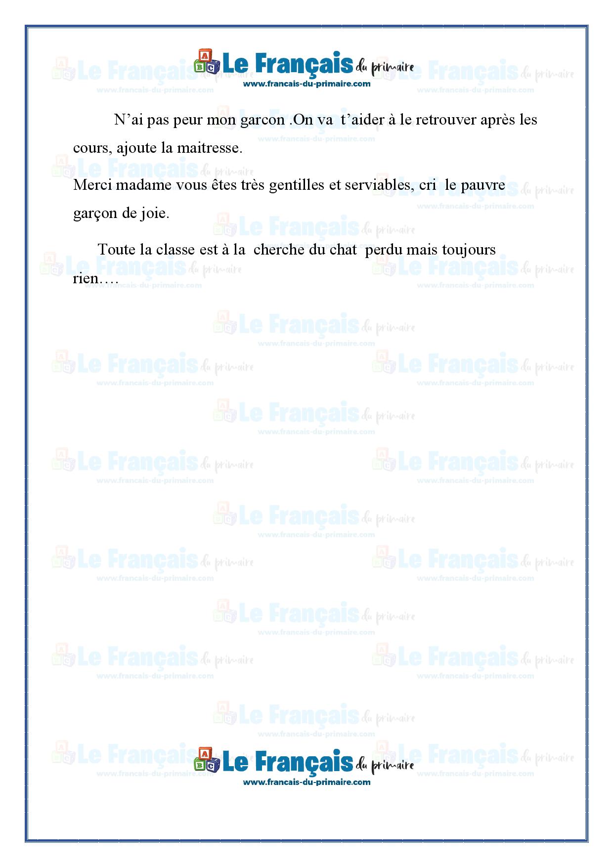 Le chat KIWI 4ème année | Le français du primaire