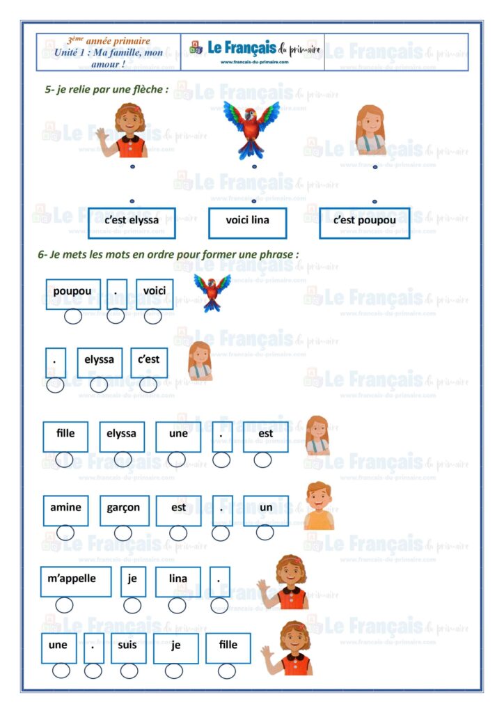 Remédiation Unité 1 : Ma famille , mon amour ! 3ème année | Le français ...