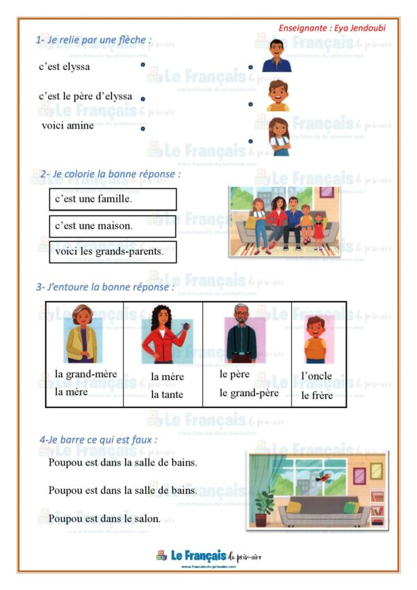 Unité 1 : Ma famille , mon amour/Exercices de remédiation | Le français ...