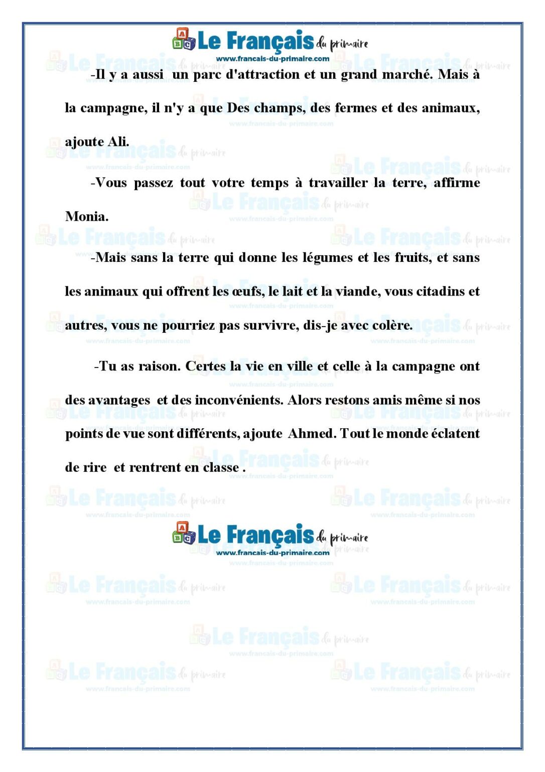 Production écrite (la vie en ville et la vie à la campagne) | Le ...