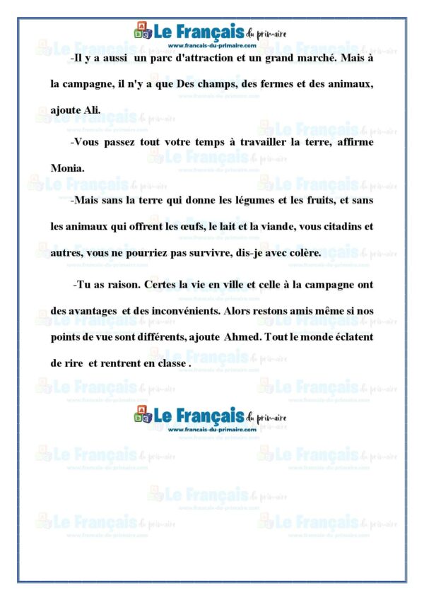 Production écrite (la vie en ville et la vie à la campagne) | Le ...