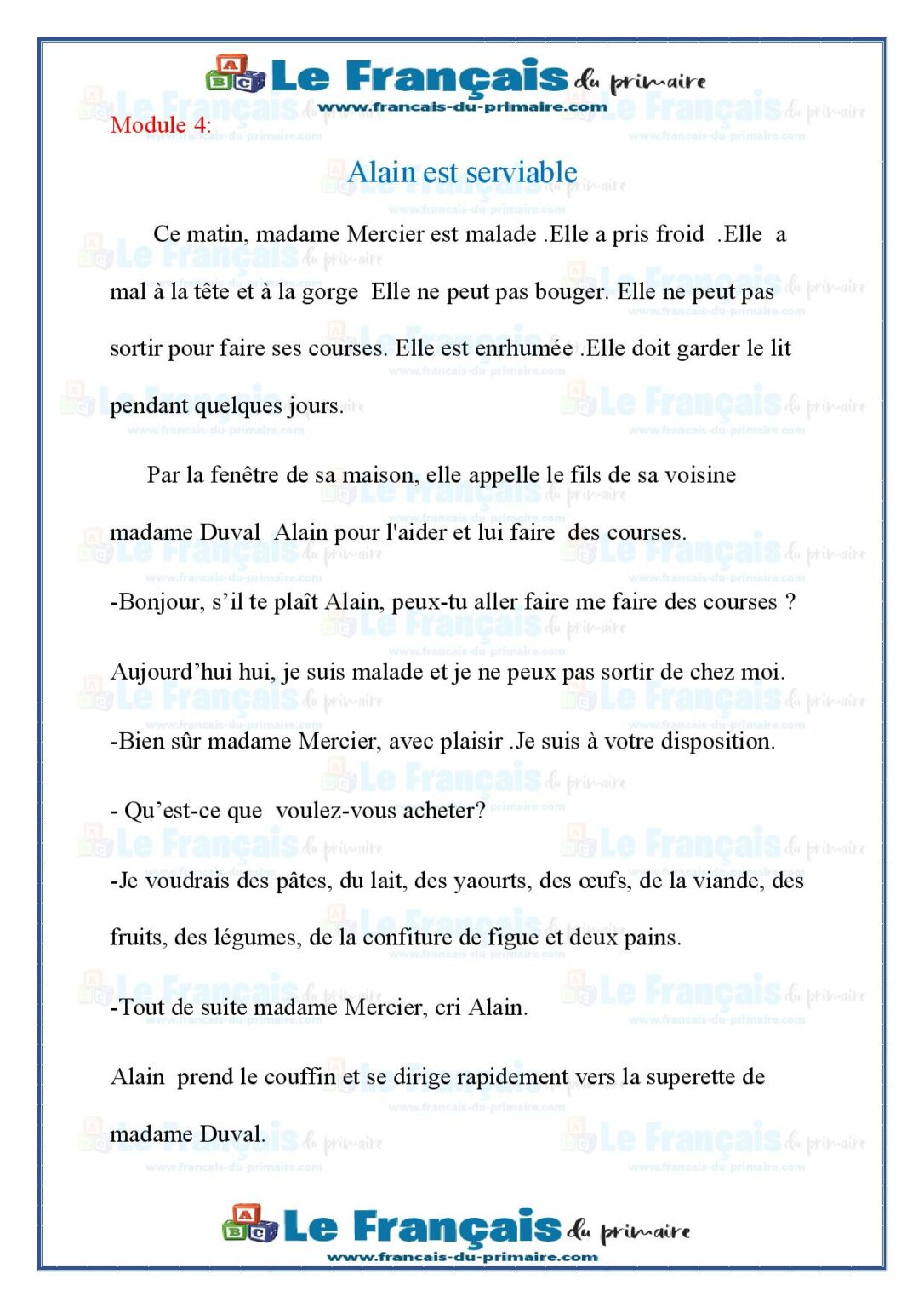 production:Alain est serviable | Le français du primaire