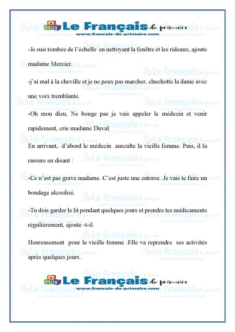 Production: Pauvre madame Mercier 2/4ème année | Le français du primaire