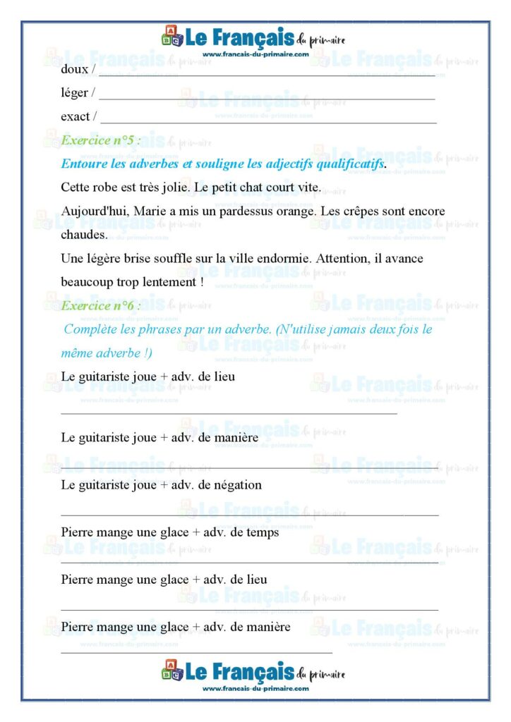 L’adverbe | Le français du primaire