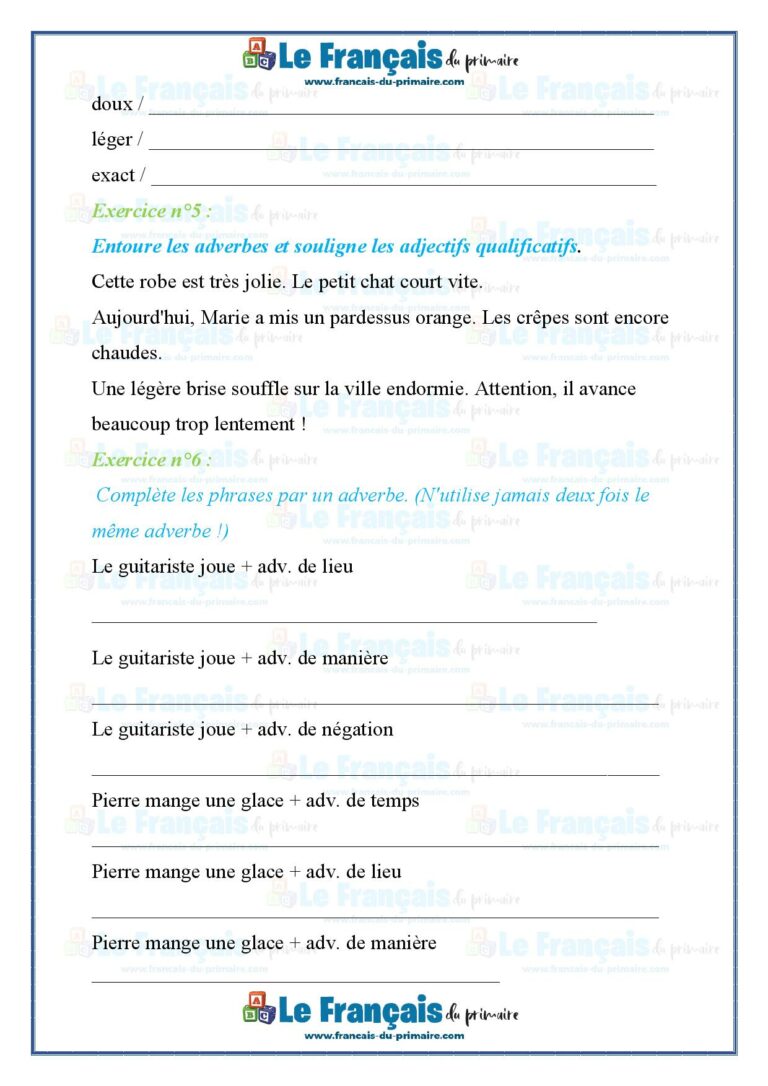L’adverbe | Le français du primaire