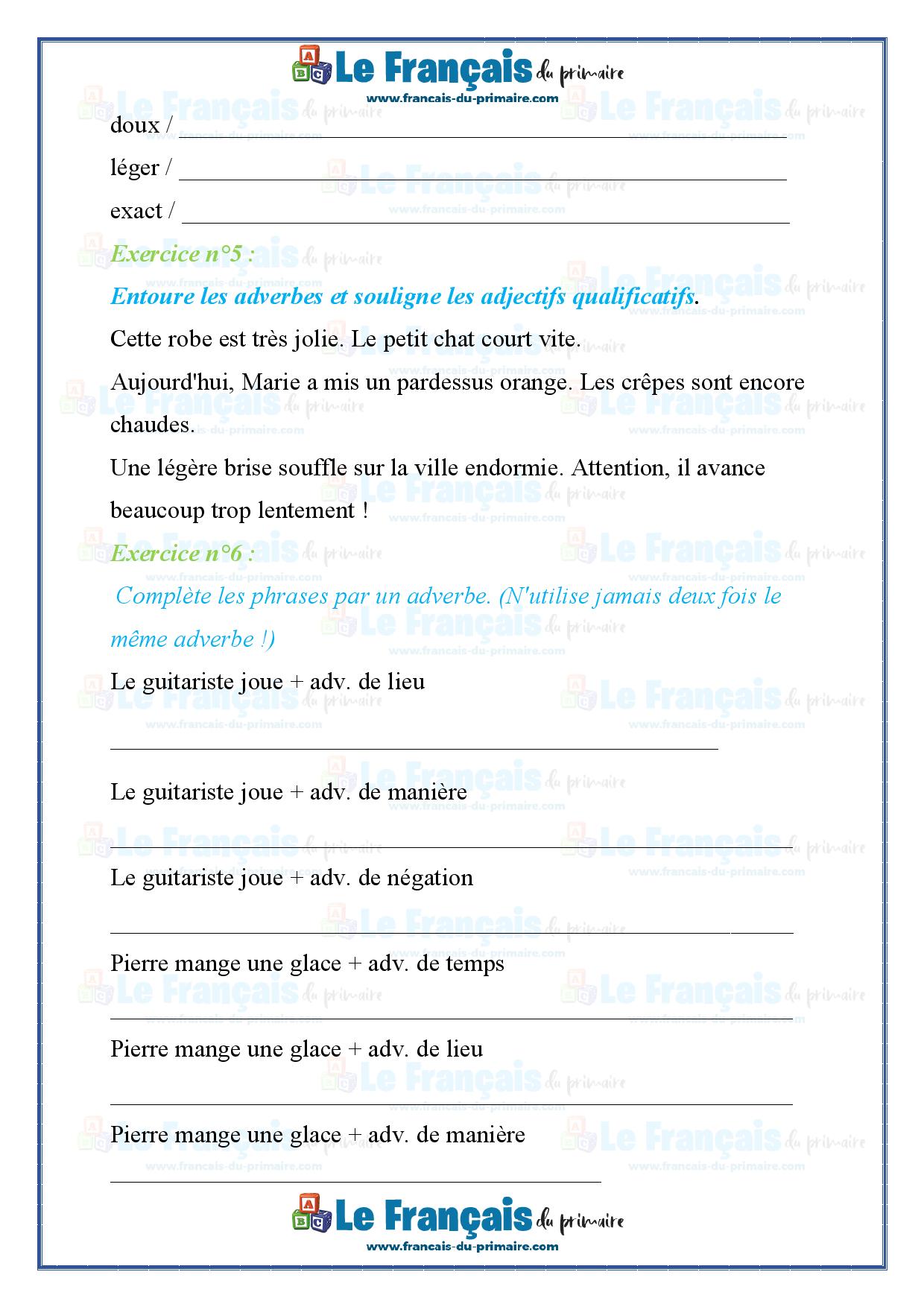L’adverbe | Le français du primaire