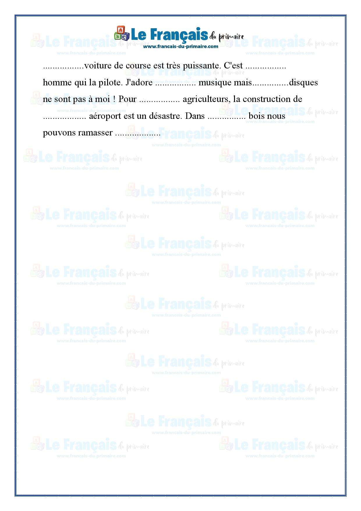 Les noms et les déterminants | Le français du primaire