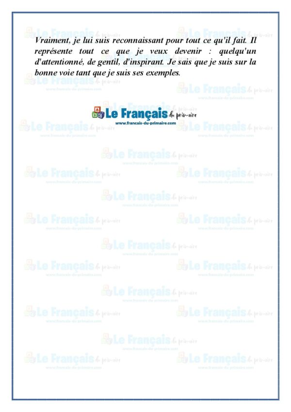 Production écrite :Mon professeur | Le français du primaire