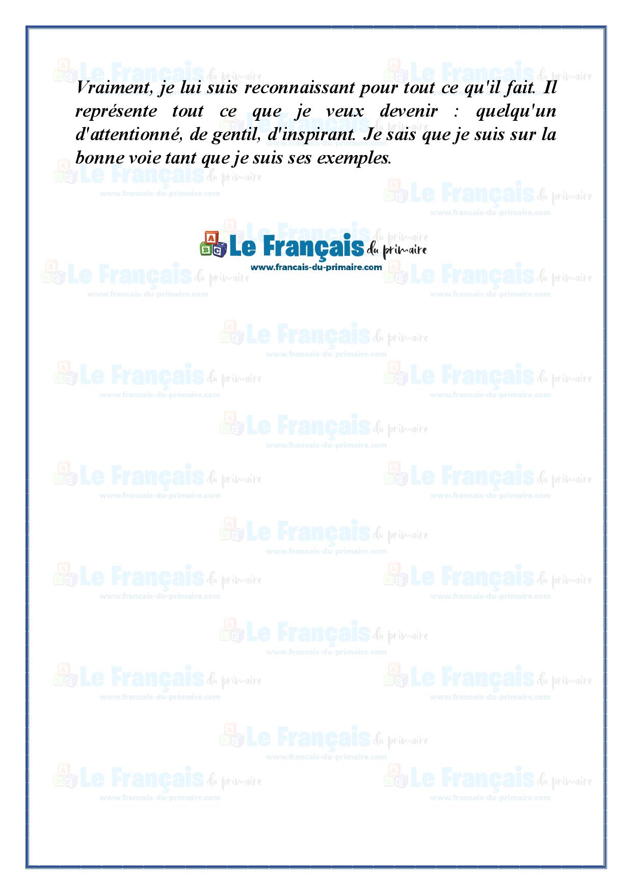 Production écrite :Mon professeur | Le français du primaire