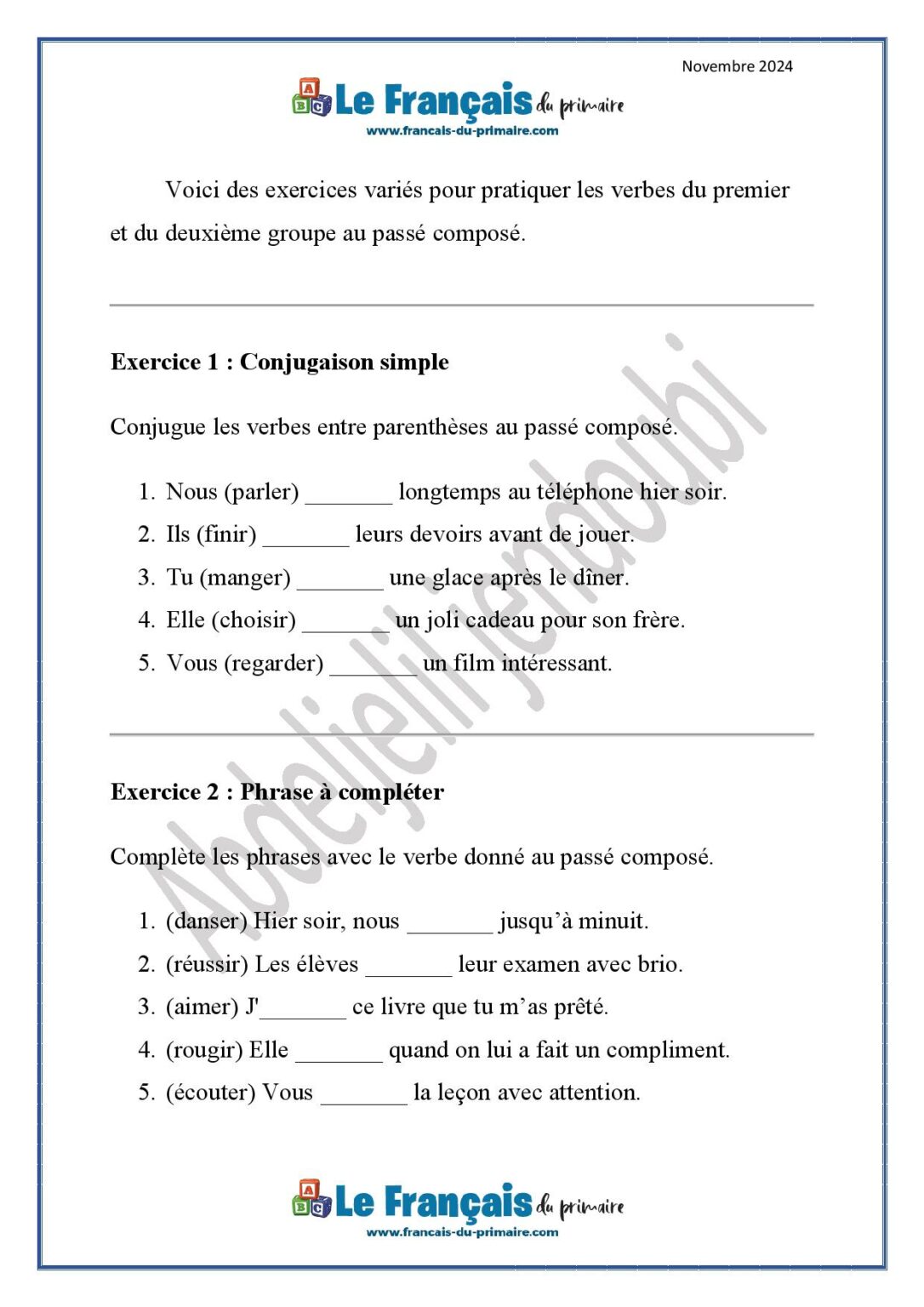 Conjugaison :Les verbes du 1er et du 2ème groupe au passé composé | Le ...