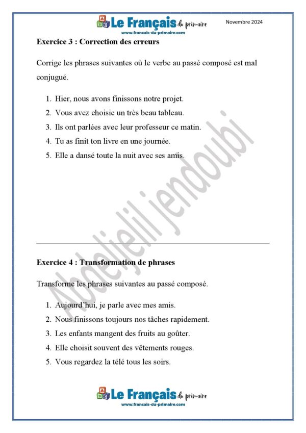 Conjugaison :Les verbes du 1er et du 2ème groupe au passé composé | Le ...