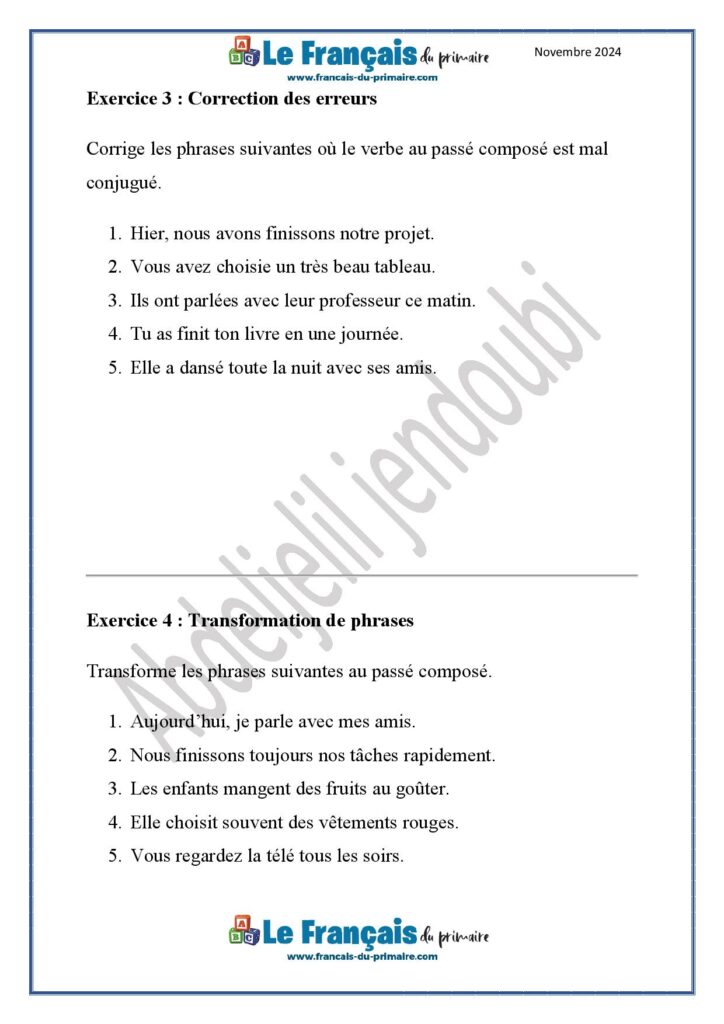 Conjugaison :Les verbes du 1er et du 2ème groupe au passé composé | Le ...