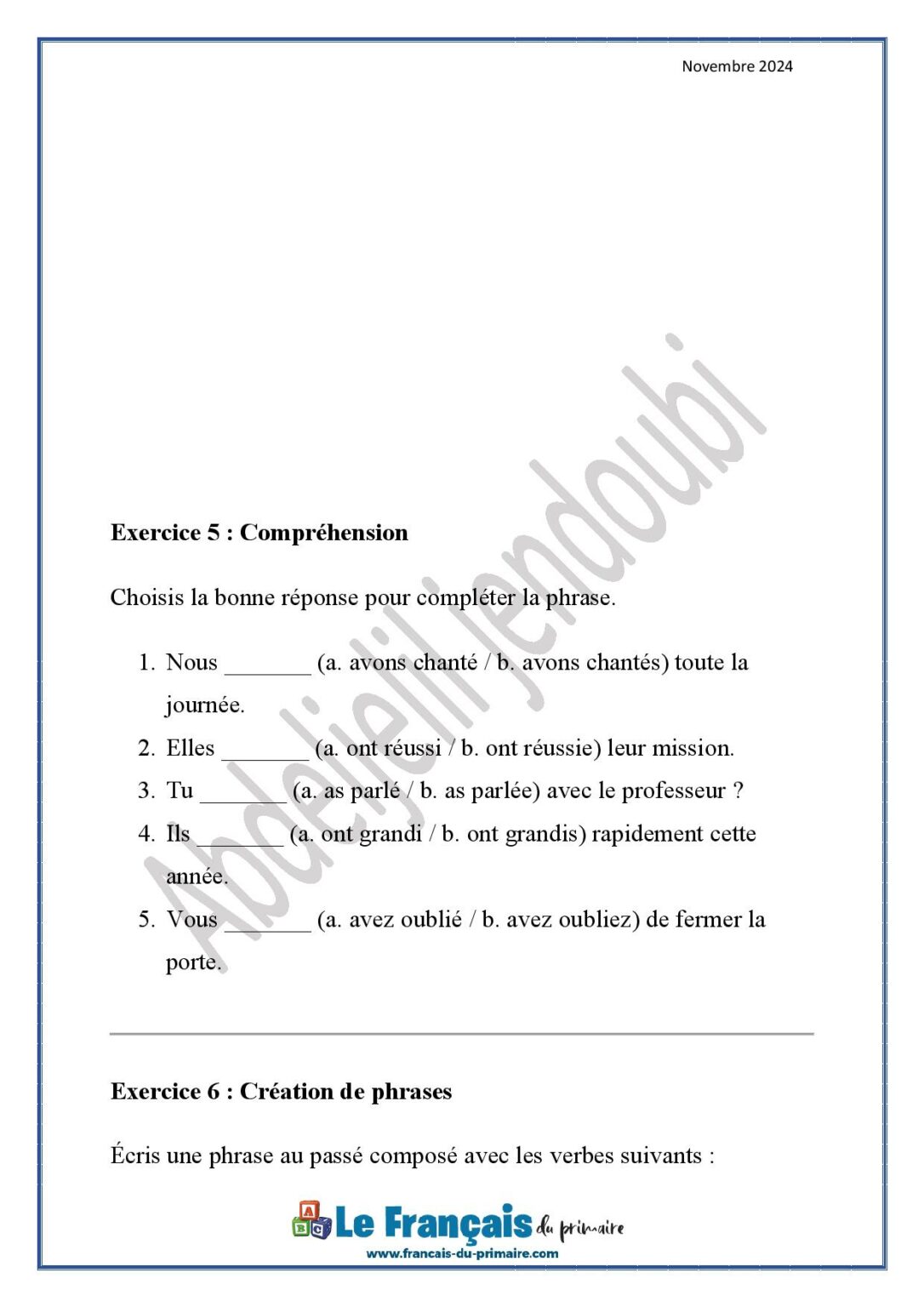 Conjugaison :Les verbes du 1er et du 2ème groupe au passé composé | Le ...