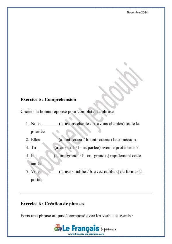 Conjugaison :Les verbes du 1er et du 2ème groupe au passé composé | Le ...
