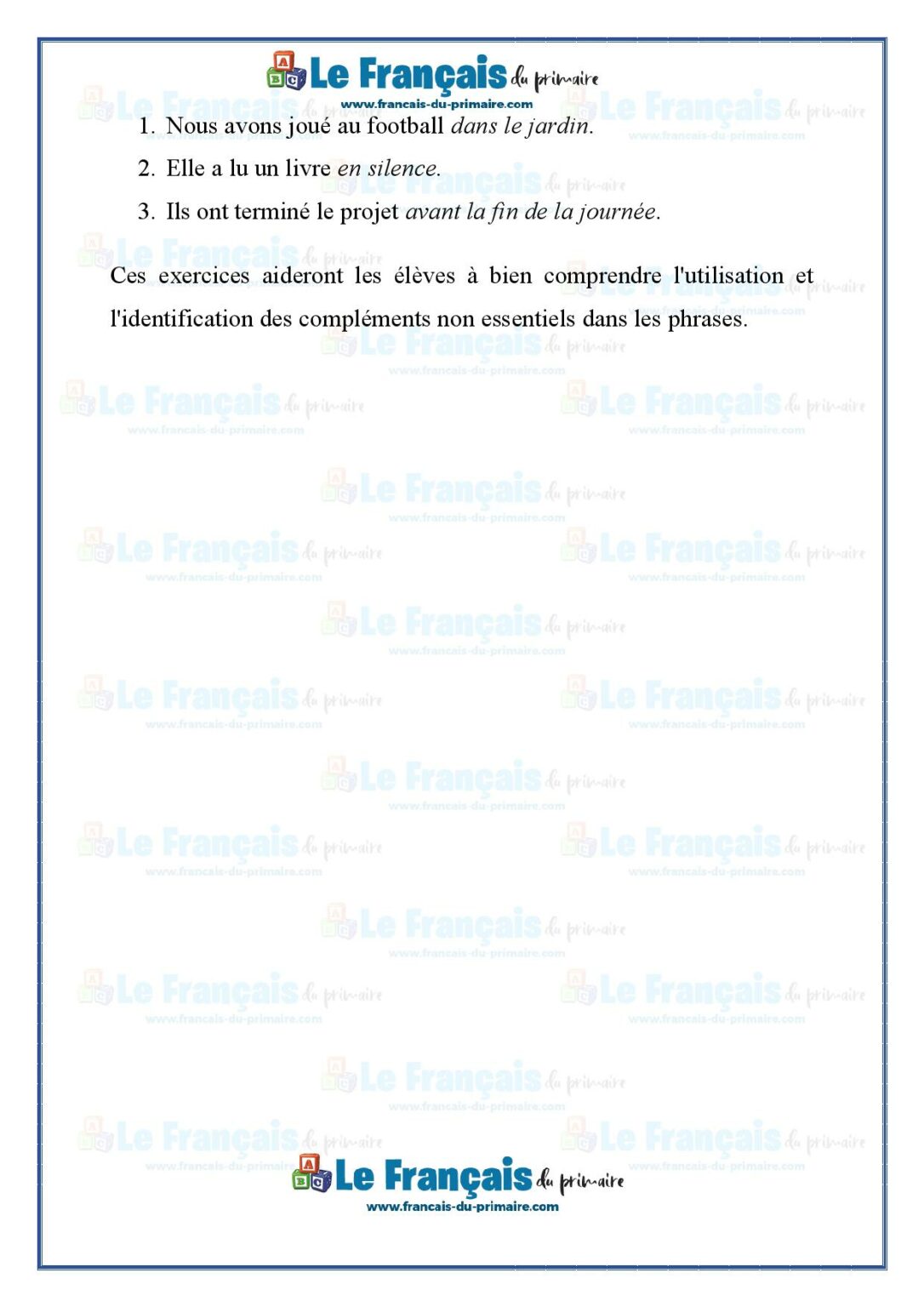 Grammaire: Les compléments circonstanciels | Le français du primaire