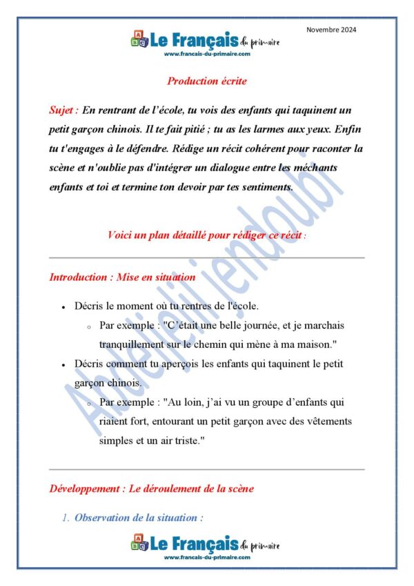 Production écrite avec plan (thème accepter les autres) | Le français ...