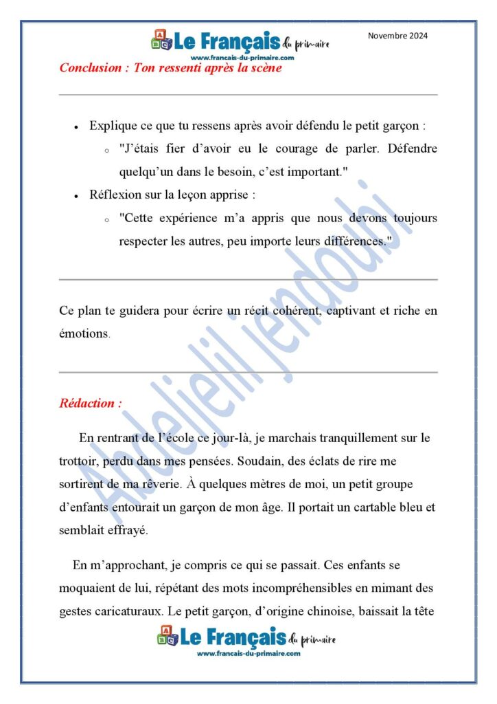 Production écrite avec plan (thème accepter les autres) | Le français ...