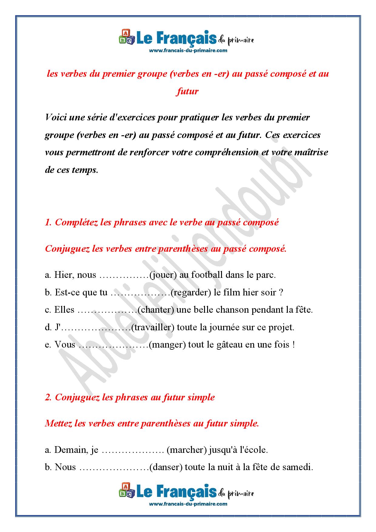 Conjugaison :les verbes du premier g au Futur et au PC | Le français du ...