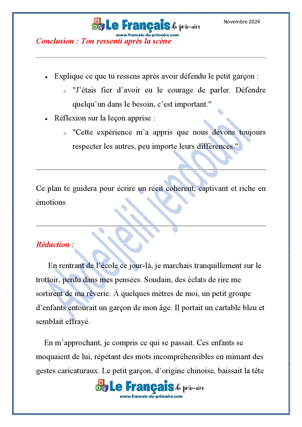 Production écrite :Respect et compassion | Le français du primaire