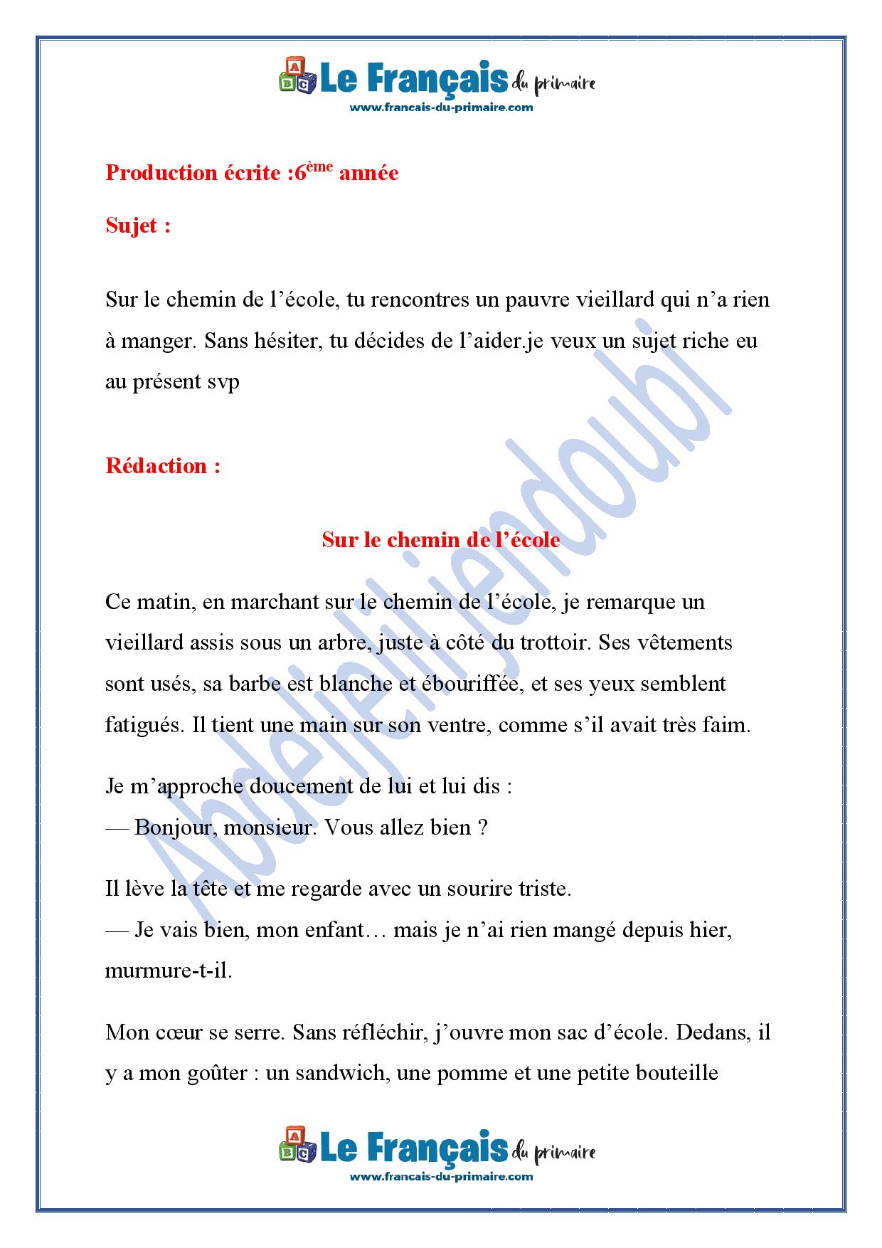 Production écrite : Le vieillard | Le français du primaire