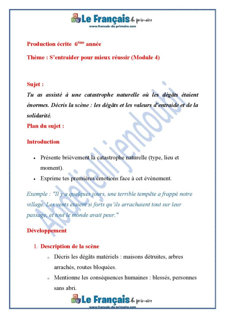 Production écrite :Face à une catastrophe naturelle | Le français du ...