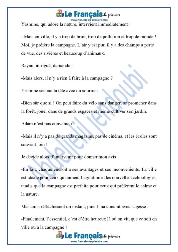 Production : La ville et la campagne | Le français du primaire