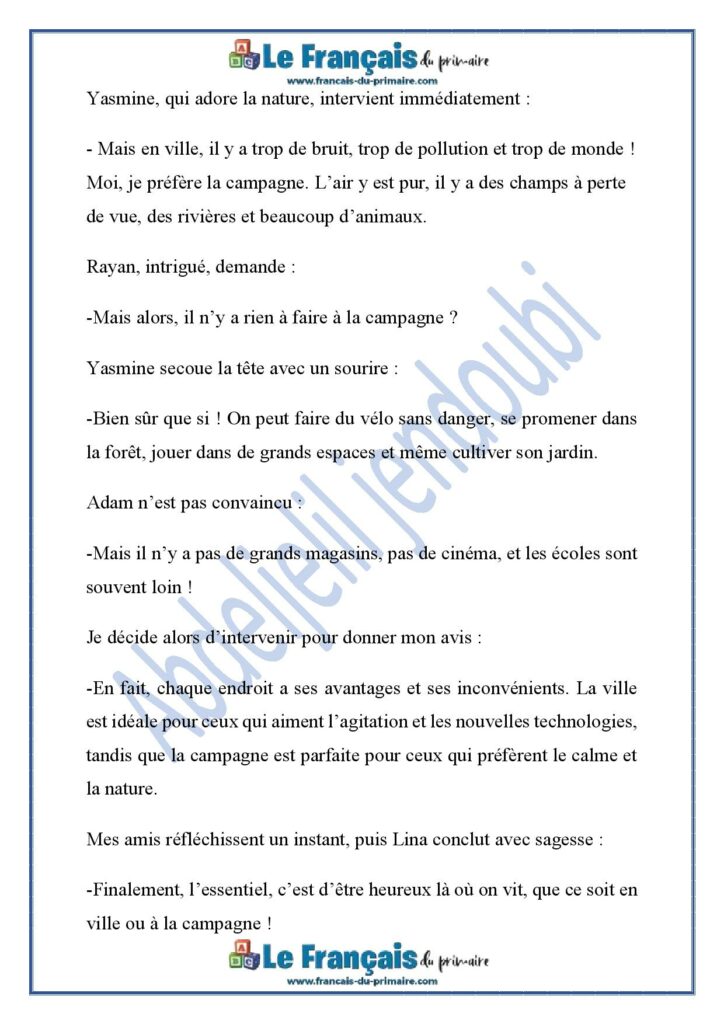 Production : La ville et la campagne | Le français du primaire
