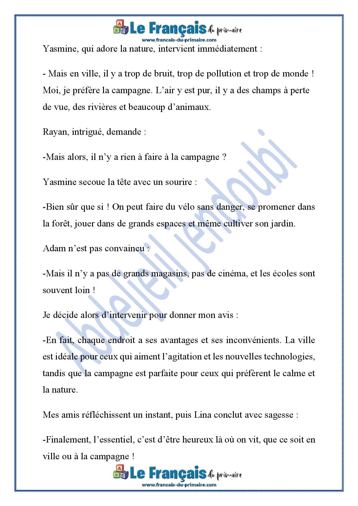 Production : La ville et la campagne | Le français du primaire